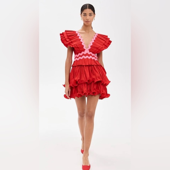 CeliaB | Dresses | Celiab Designer Dress Red And Pink Ruffled Womens ...